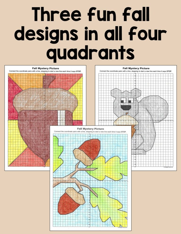 Fall Coordinate Plane Graphing Pictures in Four Quadrants | Made By ...
