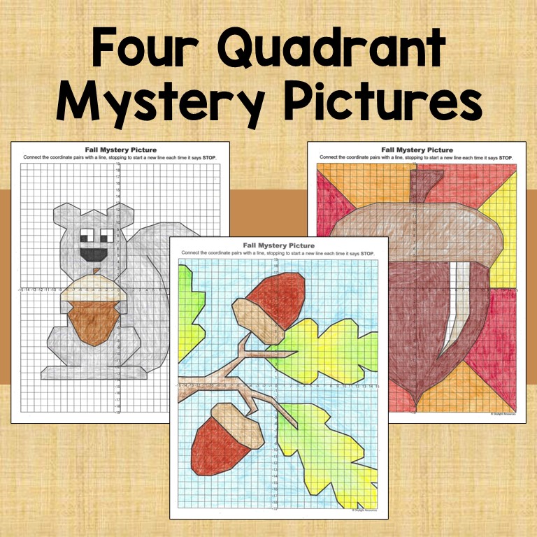 Fall Mystery Graphing Pictures Four Quadrant and Quadrant I Bundle ...