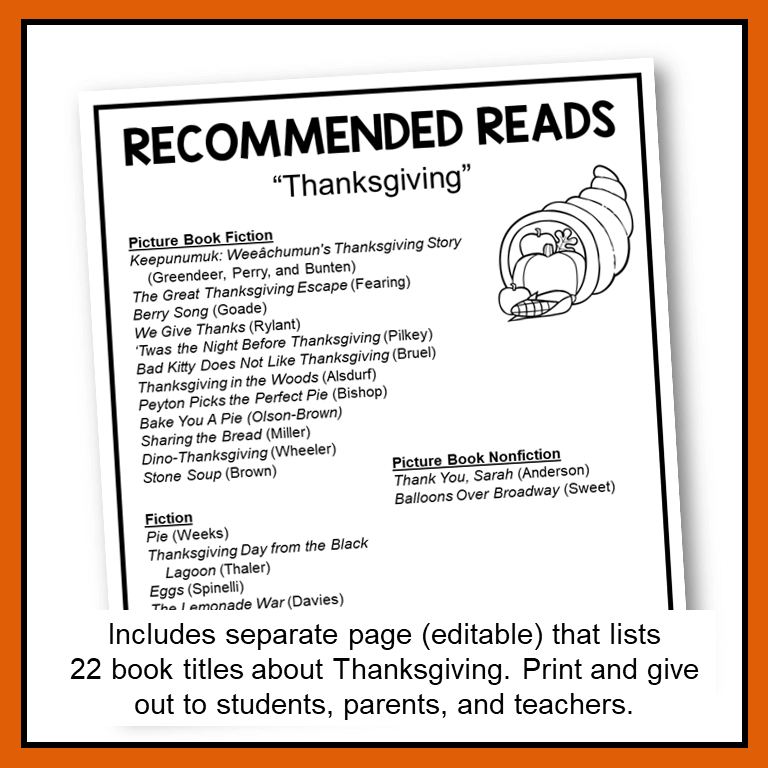 Thanksgiving Library Lesson - Elementary Library Lesson - Around the ...