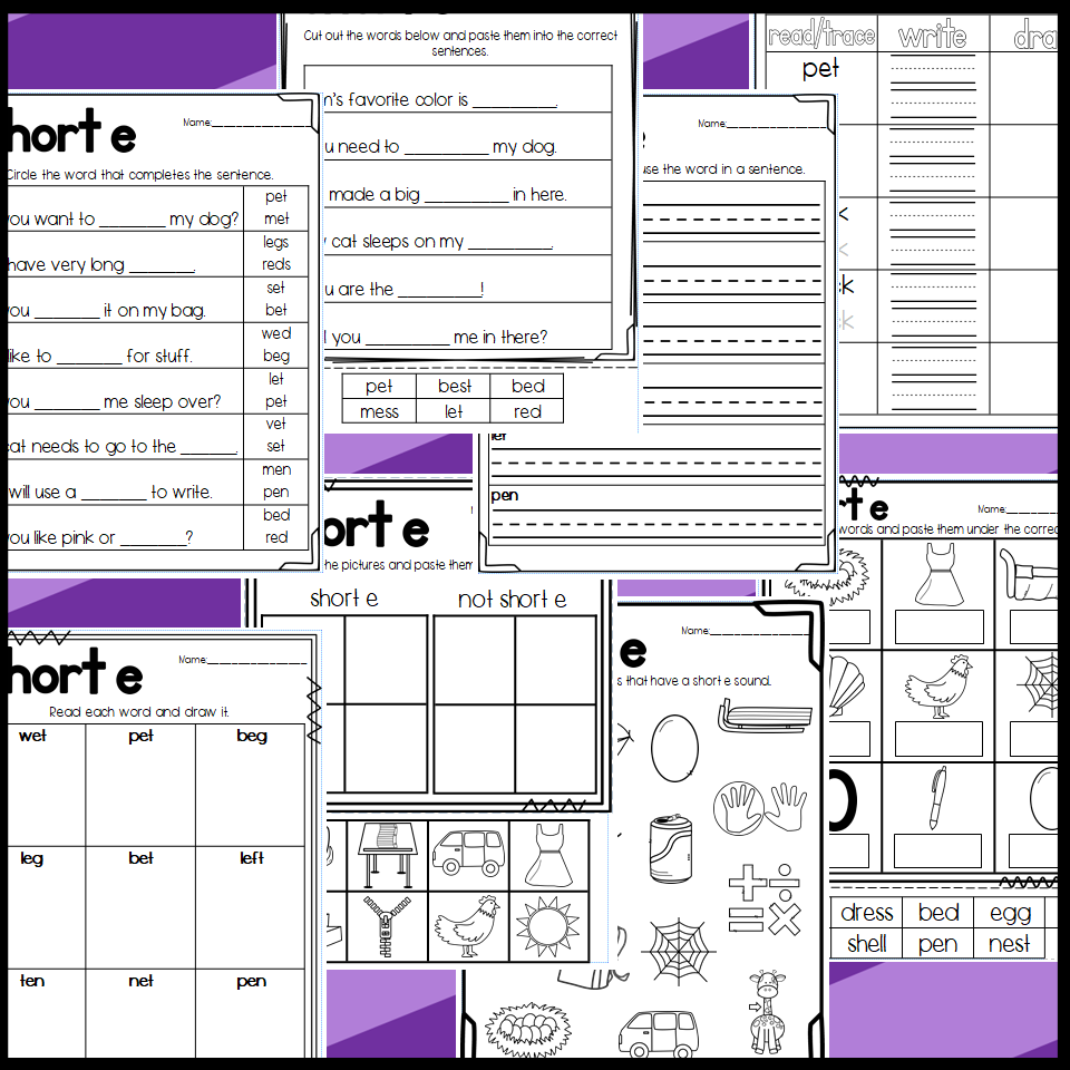 Short E Worksheets: Sorts, Cloze, Read and Draw, and More | Made By ...