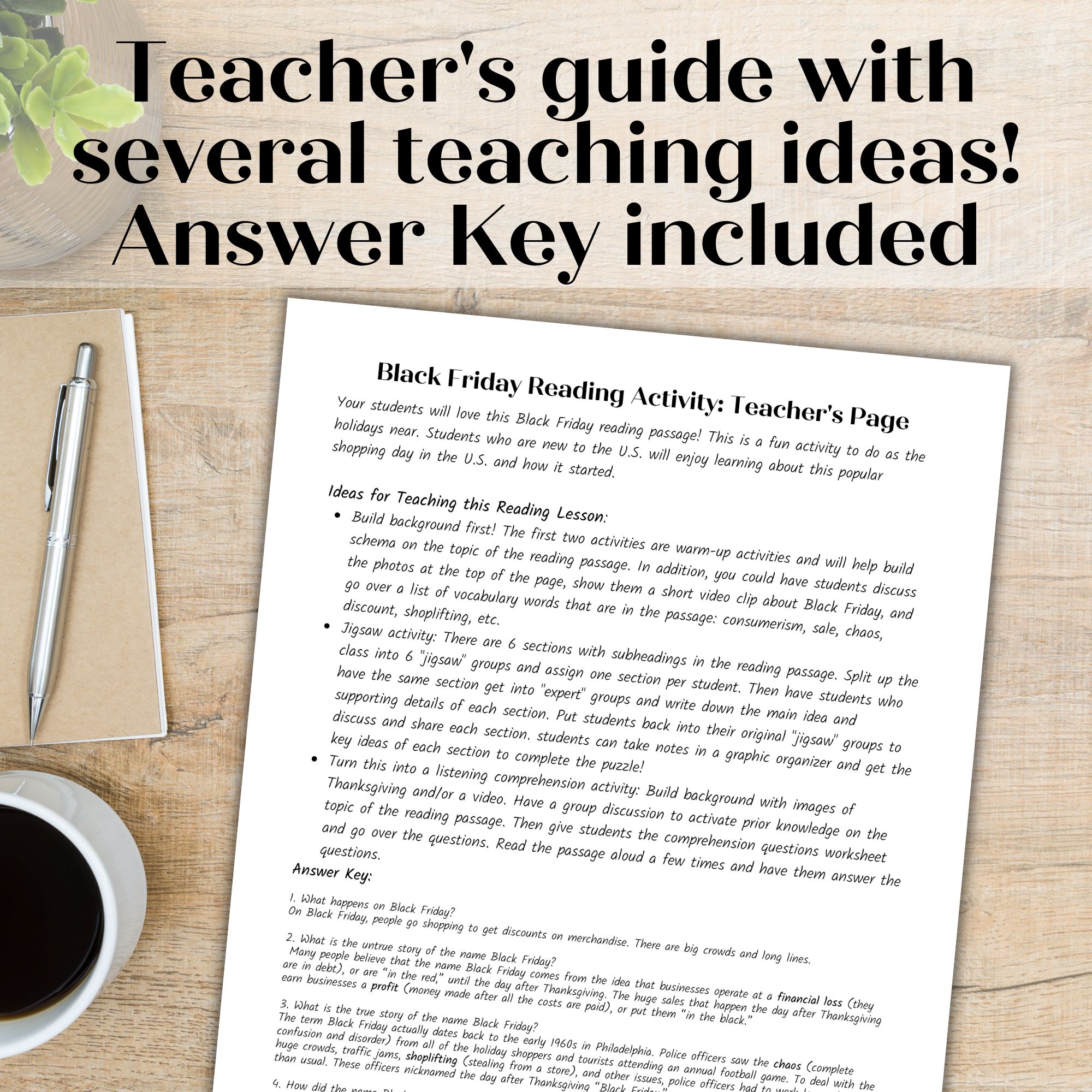 Black Friday Reading Comprehension Activities for ESL Adults and Teens ...