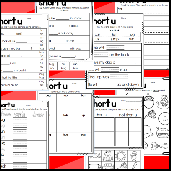Short U Worksheets: Sorts, Cloze, Read and Draw, and More | Made By ...