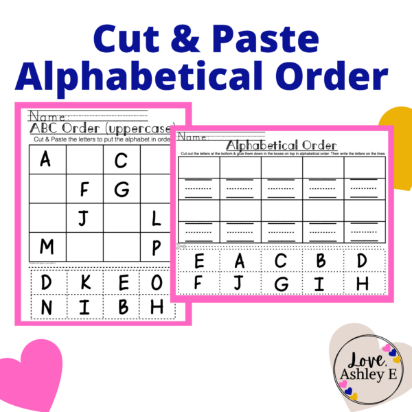 Alphabetical Order Cut and Paste Worksheets to learn Letter Names ...