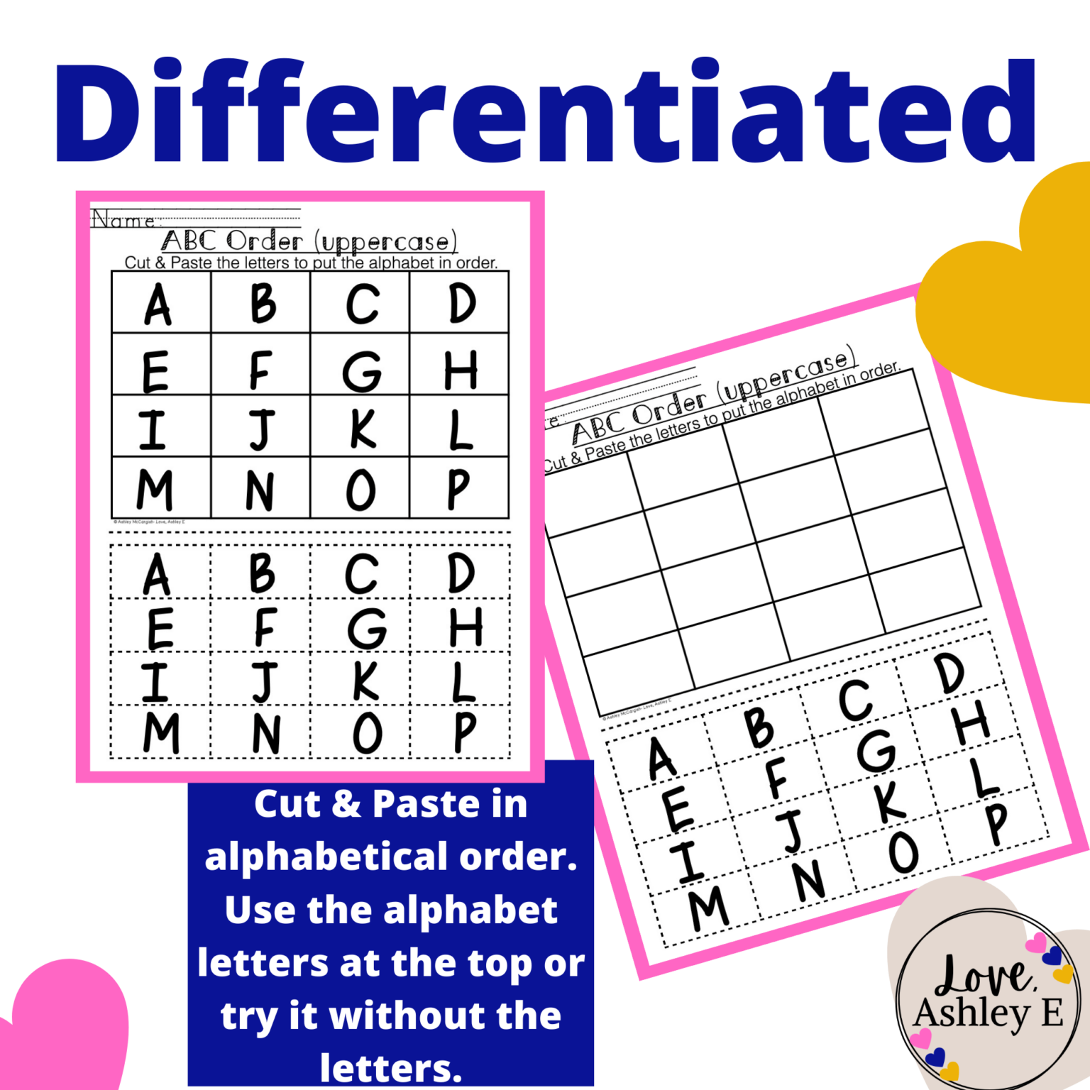 Alphabetical Order Cut and Paste Worksheets to learn Letter Names ...