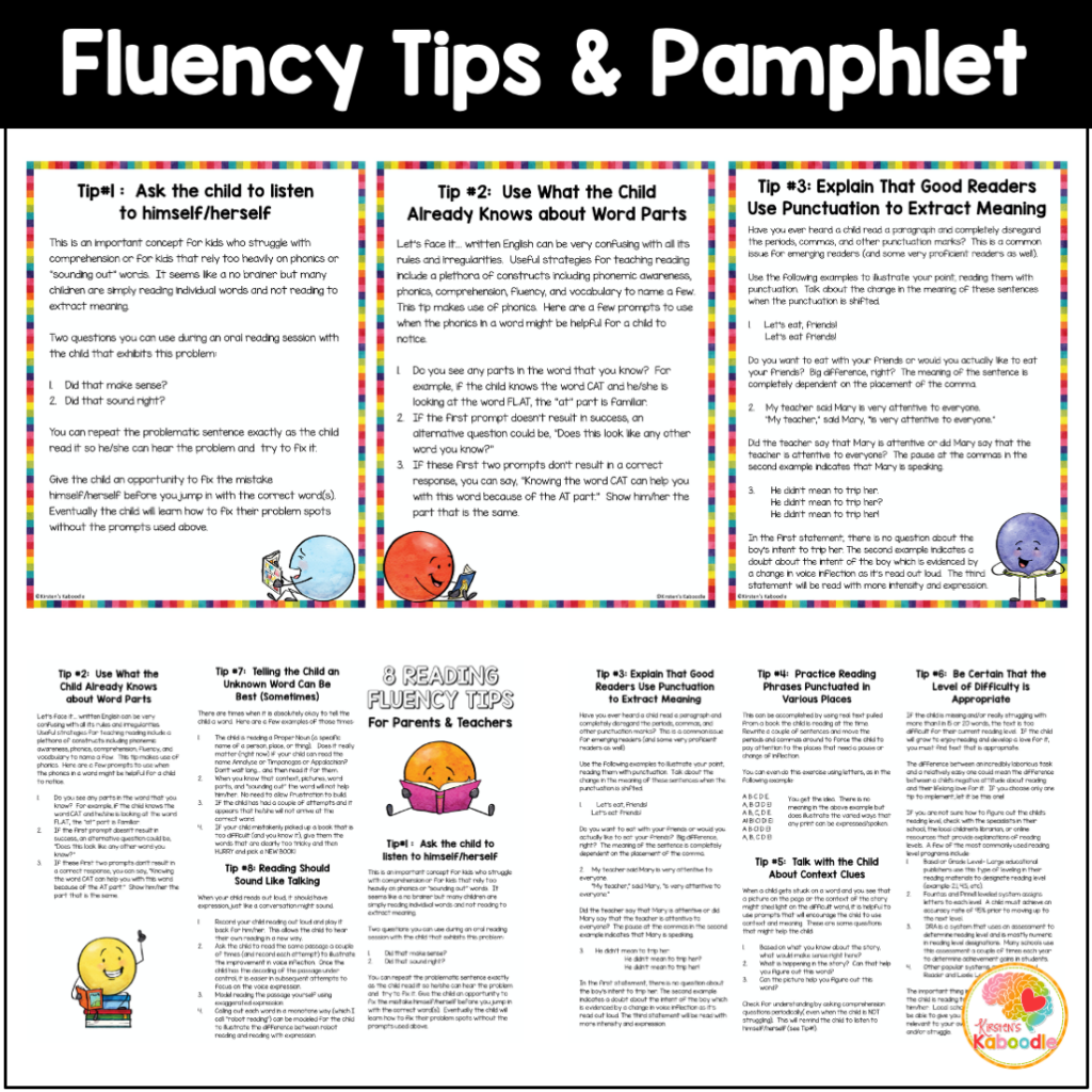 Reading Fluency Tips | Reading Tips for Fluency Strategies for Parents ...
