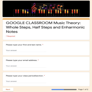 Google Classroom DIGITAL Music Theory Lesson 29: Whole Steps, Half ...