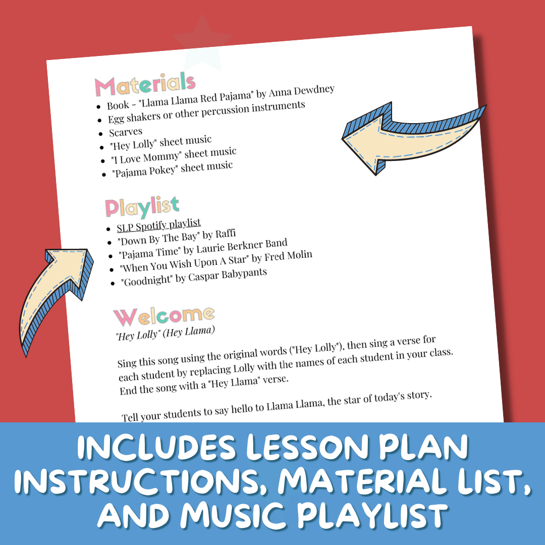 Preschool Music Lesson Plan | Llama Llama Red Pajama | Music and ...