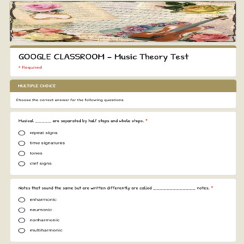 Google Classroom DIGITAL Music Theory Lesson 32 TEST UNIT 8 - Self ...