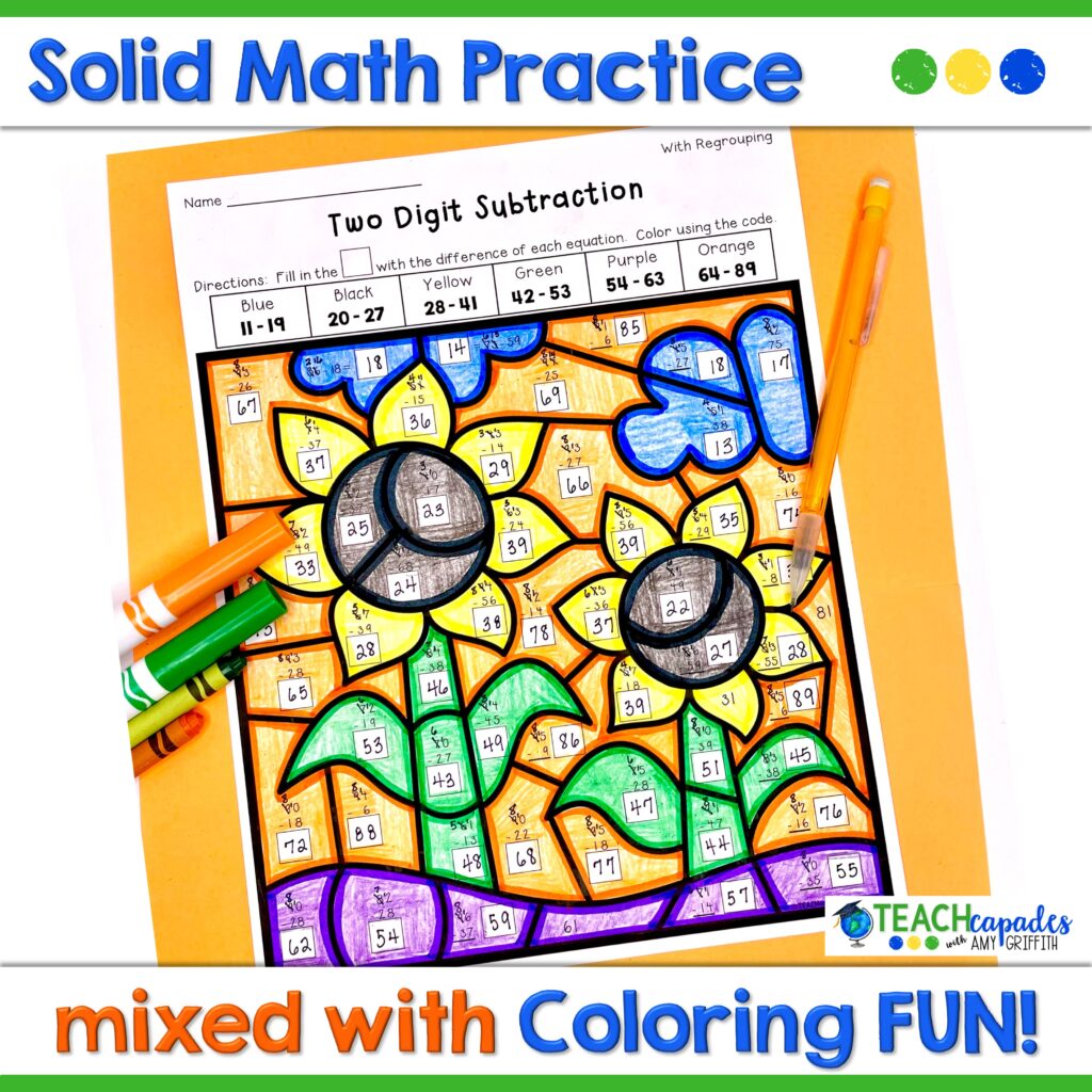 Fall Math Addition and Subtraction Color by Number Activities | Made By ...
