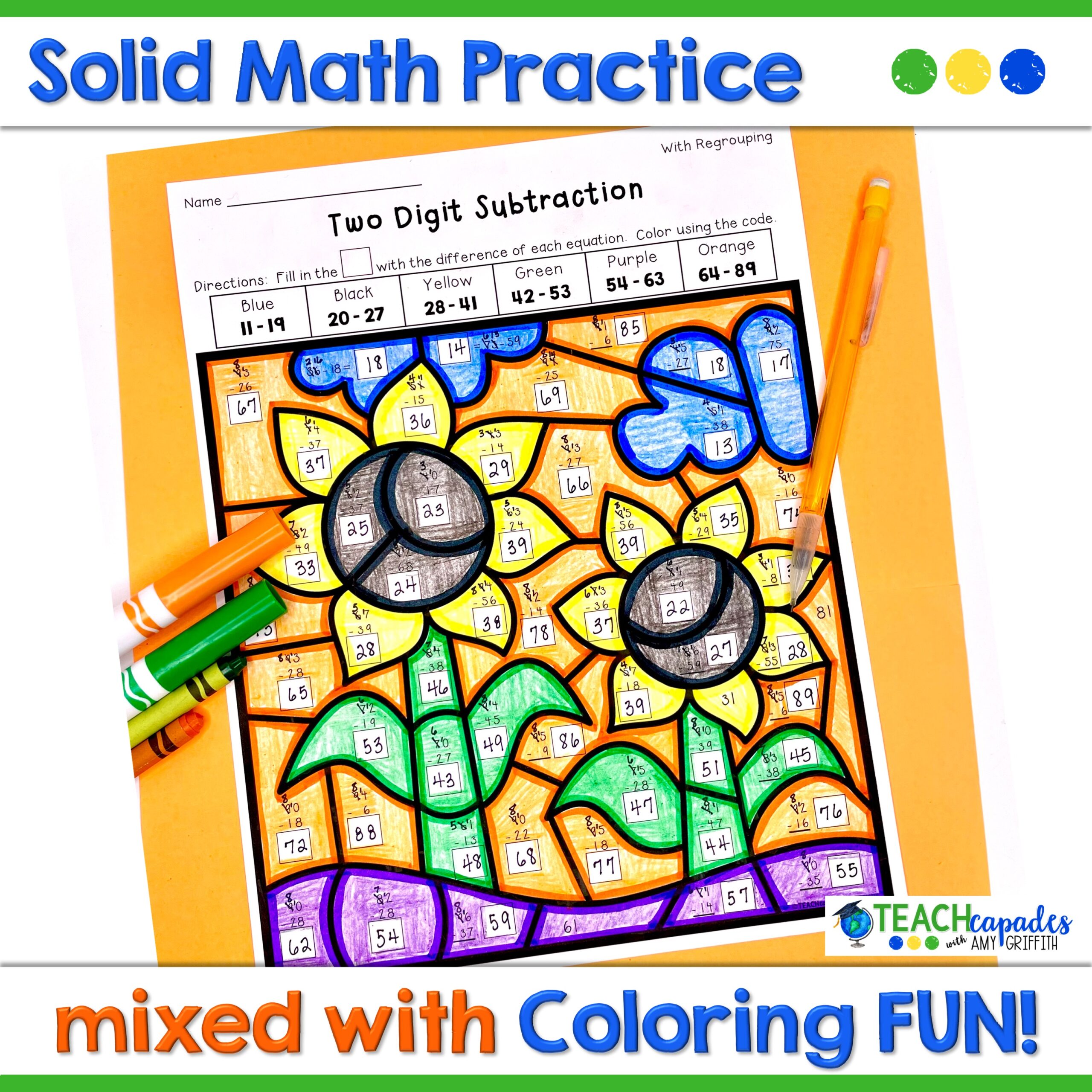Fall Math Addition and Subtraction Color by Number Activities | Made By ...