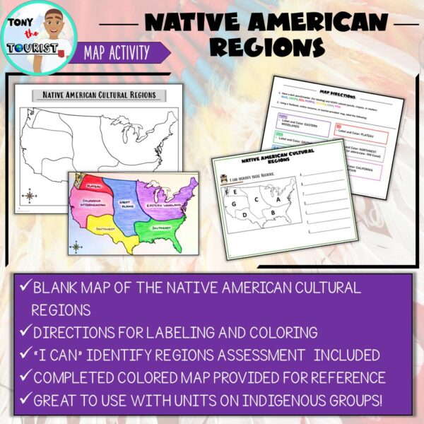 Native American Cultural Regions Map Activity- Label & Color Indigenous ...
