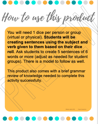 Dice Game for Stem Changing Verbs, Spanish | Made By Teachers