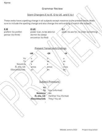 Dice Game for Stem Changing Verbs, Spanish | Made By Teachers