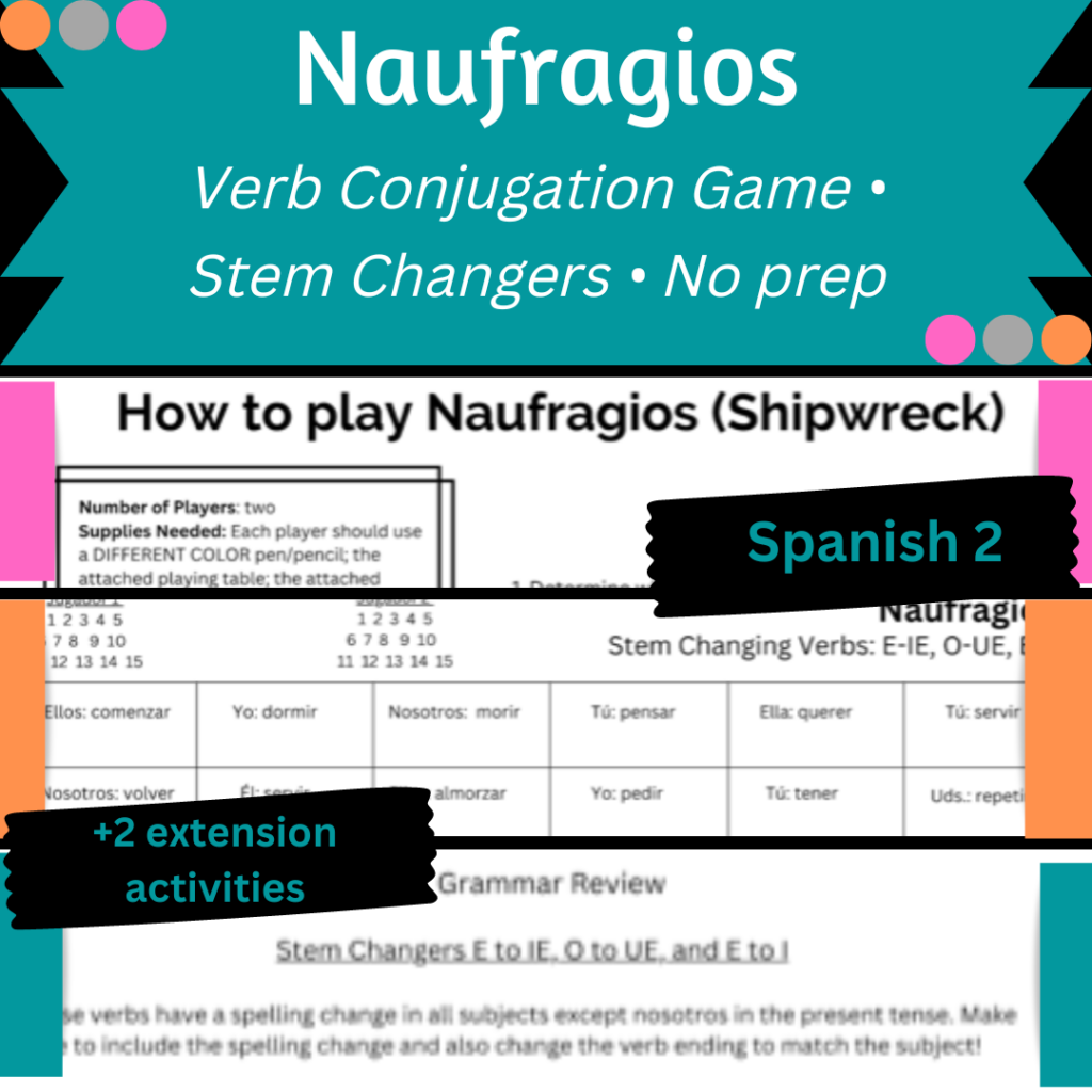 Spanish Present Tense Stem Changers Verb Game | Made By Teachers
