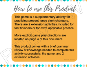 Spanish Present Tense Stem Changers Verb Game | Made By Teachers