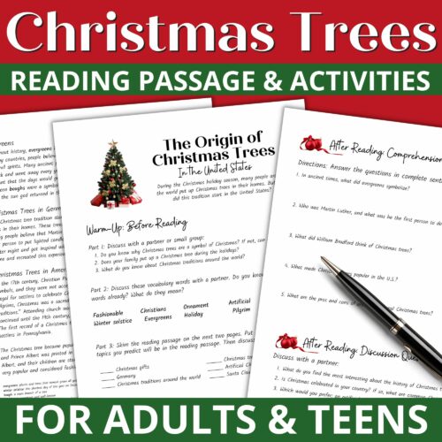 Christmas Trees Reading Comprehension Activities for ESL Adults and ...
