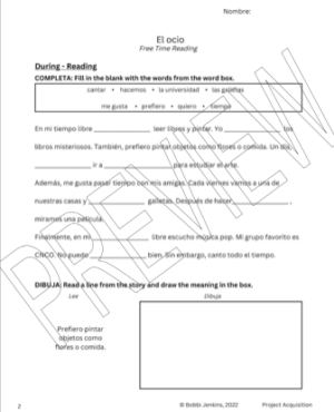 Spanish Free Time Interpretive Reading Practice | Made By Teachers