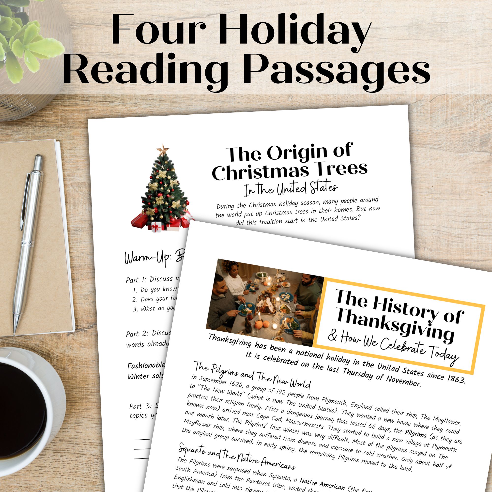 Thanksgiving and Christmas Holiday Reading Comprehension and Activities ...