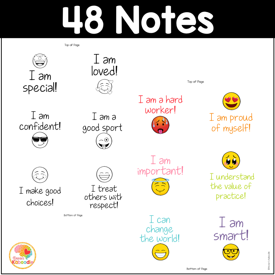 Positive Affirmations & Self-Talk for Kids Digital Stickers and Sticky ...