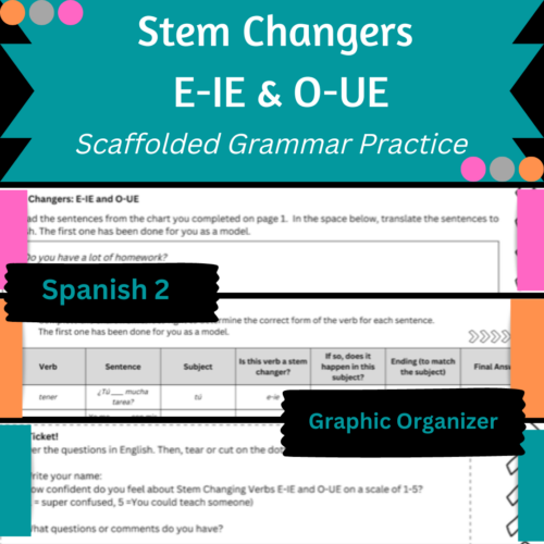 Spanish Stem Changers E-IE and O-UE Grammar Practice | Made By Teachers