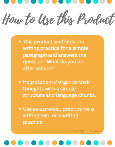 Spanish Free Time Writing Practice with Graphic Organizer | Made By ...