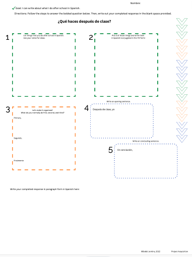 Spanish Free Time Writing Practice with Graphic Organizer | Made By ...