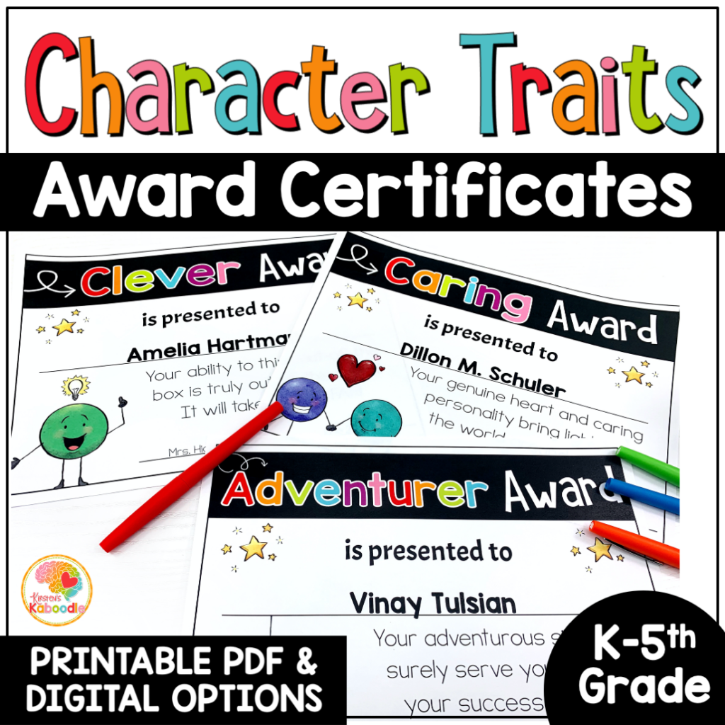 Editable End of Year Awards | Character Trait Award Certificates w ...