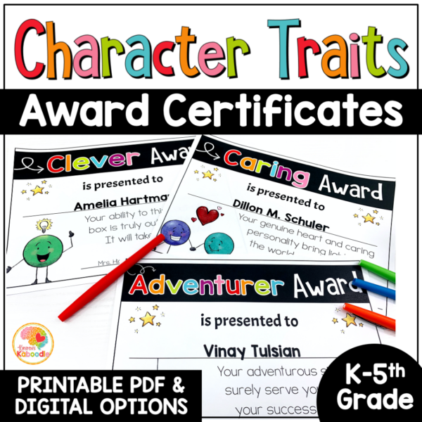 Editable End of Year Awards | Character Trait Award Certificates w ...