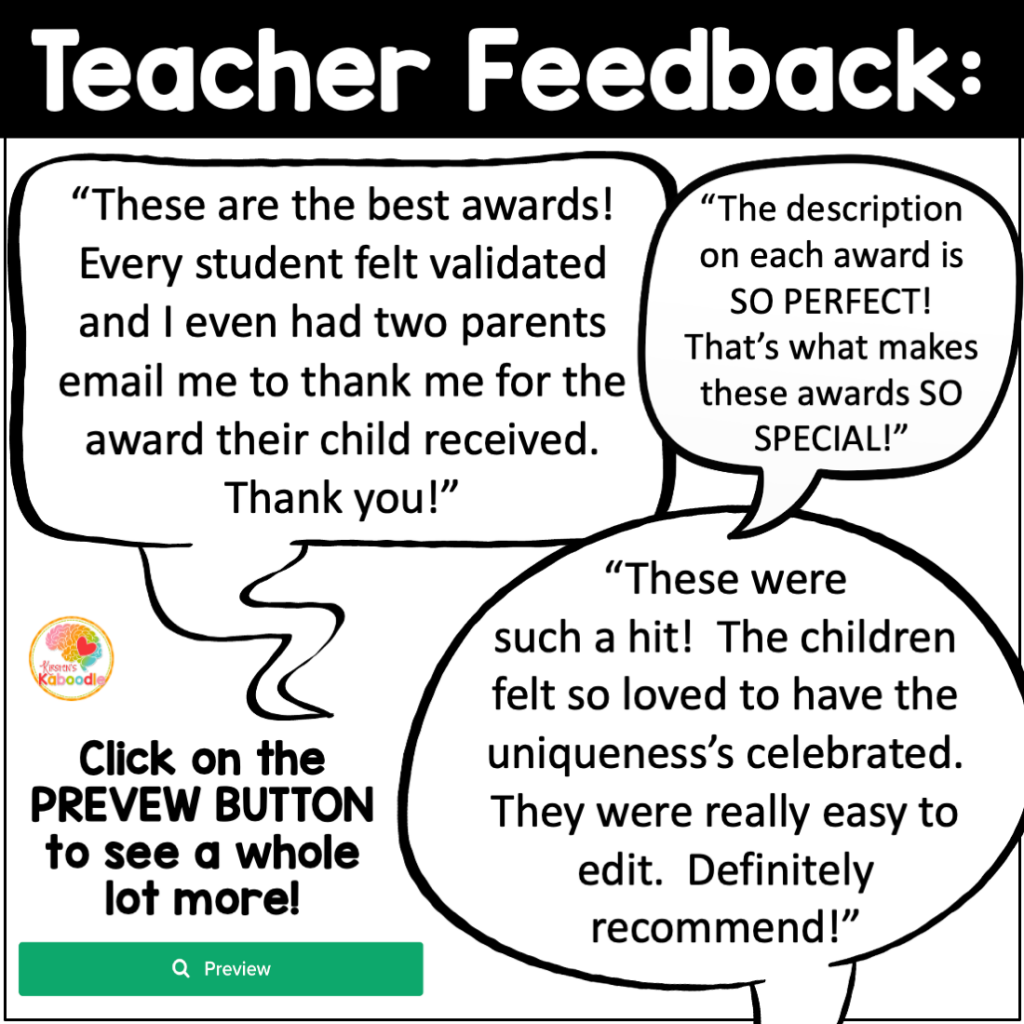 Editable End of Year Awards | Character Trait Award Certificates w ...