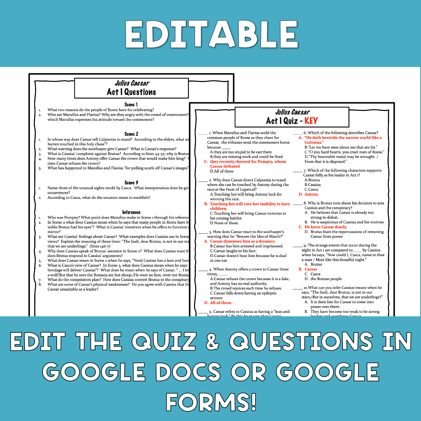Julius Caesar Act 1 - Lessons for Act One of Shakespeare's Play ...