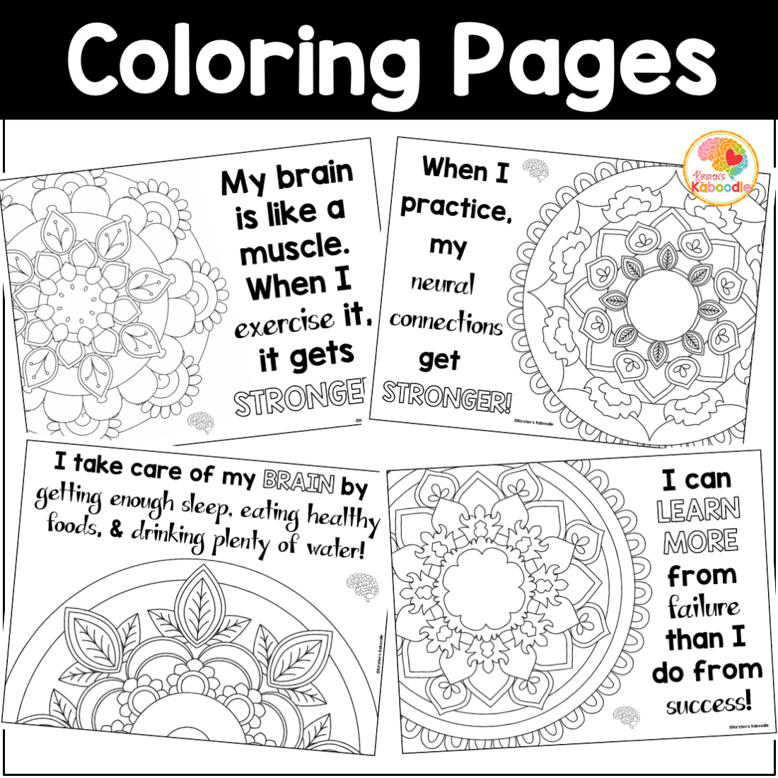 Growth Mindset Mindfulness Coloring Pages Positive Affirmation for ...