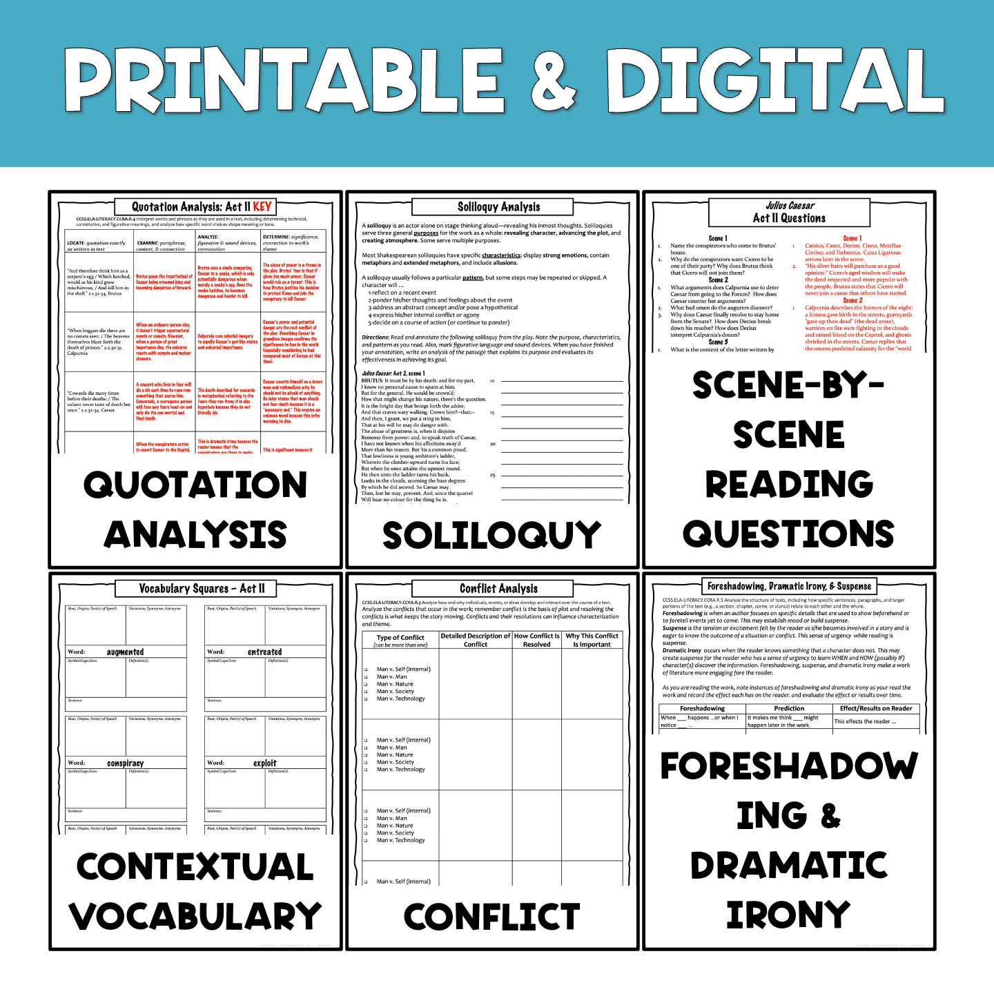 Julius Caesar Act 2 - Lessons for Act Two of Shakespeare's Play ...