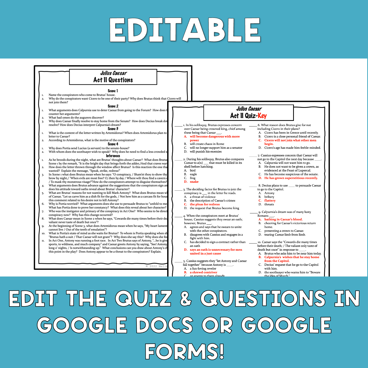 Julius Caesar Act 2 - Lessons for Act Two of Shakespeare's Play ...