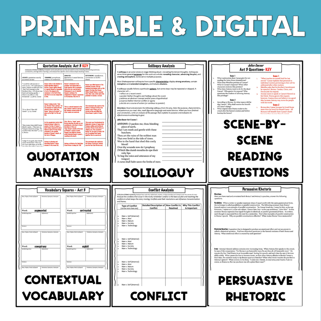 Julius Caesar Act 3 - Lessons for Act Three of Shakespeare's Play ...