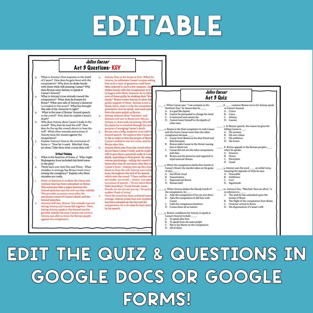 Julius Caesar Act 3 - Lessons for Act Three of Shakespeare's Play ...