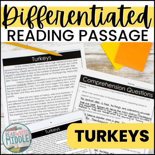 Turkeys Differentiated Reading Passage & Context Clues Activities ...