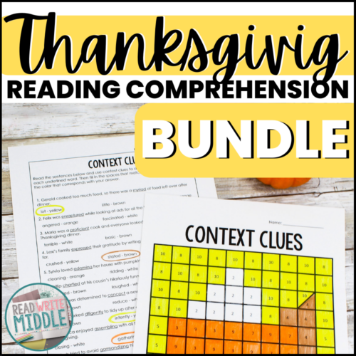 Thanksgiving Reading Comprehension Bundle Activities Middle School ...