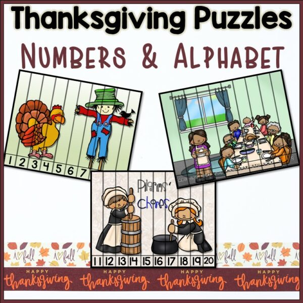 Thanksgiving Number & Alphabet Puzzles - Made By Teachers