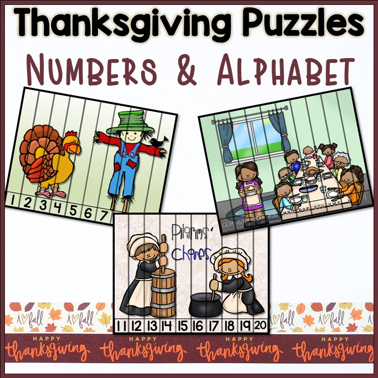Thanksgiving Number & Alphabet Puzzles | Made By Teachers