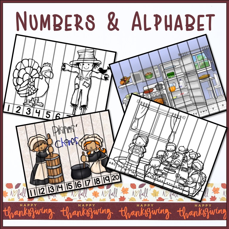 Thanksgiving Number & Alphabet Puzzles | Made By Teachers