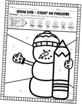 Snow Day Color by Feeling Worksheets | Made By Teachers