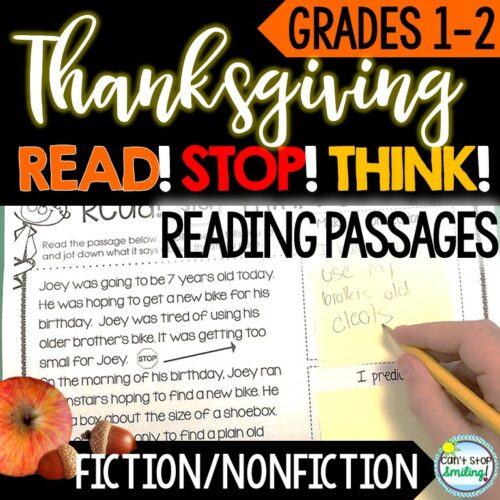Thanksgiving Reading Passages with STOP and THINK Grades 1-2 | Made By ...