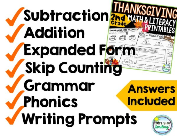 Thanksgiving Activities Math and Language Arts 2nd Grade - Made By Teachers