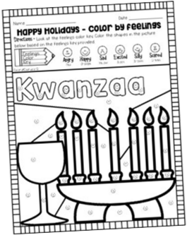 Happy Holidays Color by Feeling Worksheets - Made By Teachers