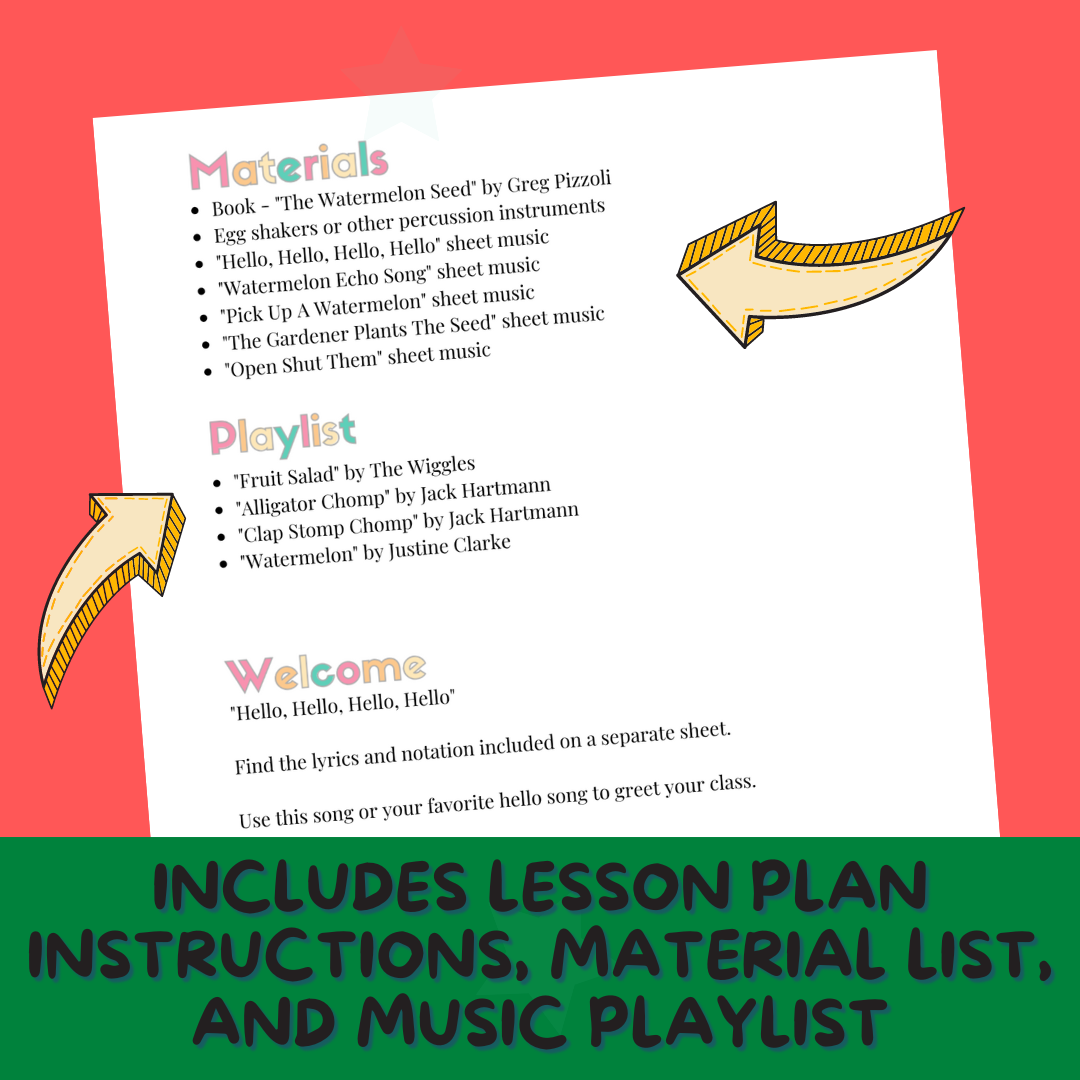 Preschool Music Lesson Plan | The Watermelon Seed | Music and Movement ...