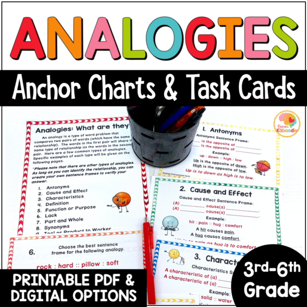 Analogies Activities: Analogy Task Cards and Anchor Charts | Made By ...