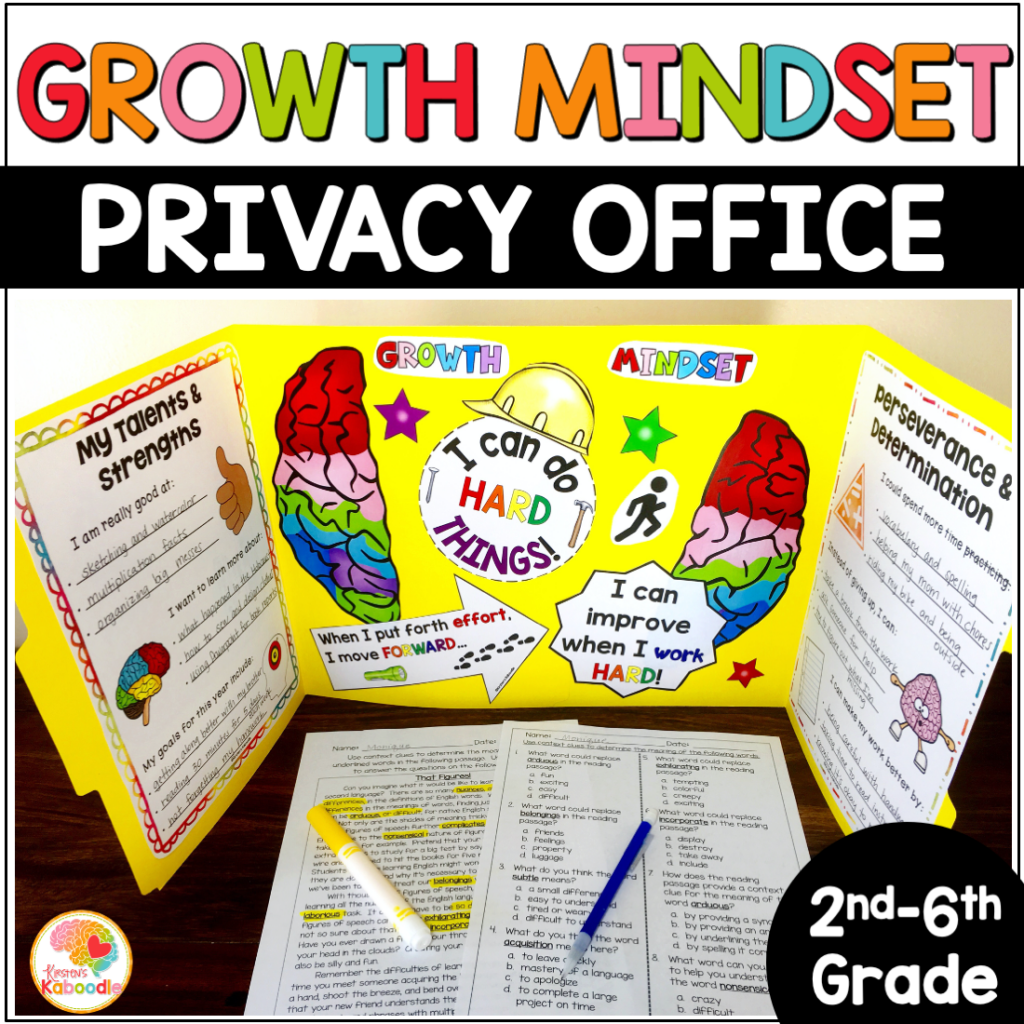 Growth Mindset Privacy Folder Writing Office with Positive Affirmations ...