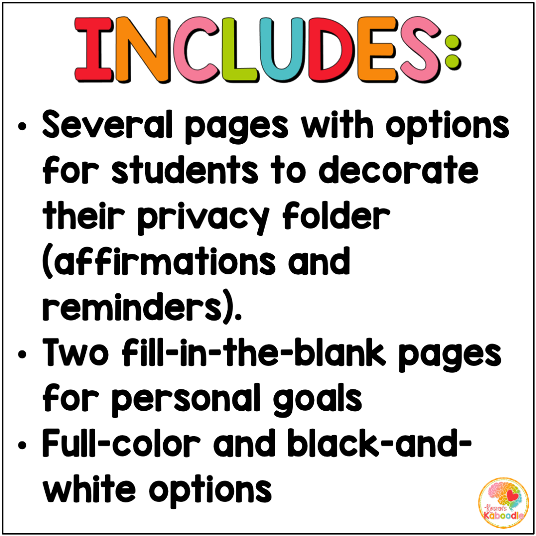 Growth Mindset Privacy Folder Writing Office with Positive Affirmations ...