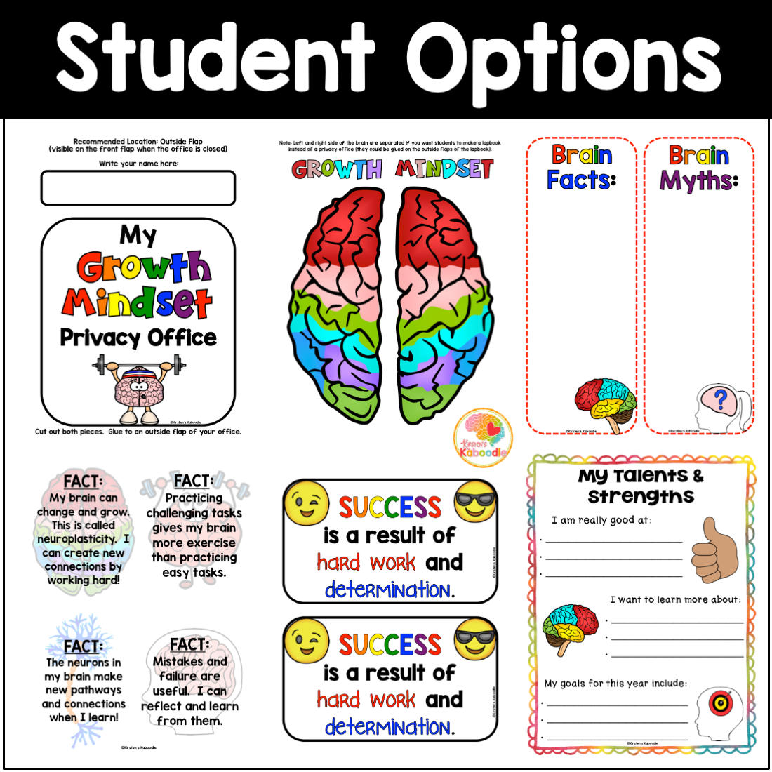 Growth Mindset Privacy Folder Writing Office with Positive Affirmations ...
