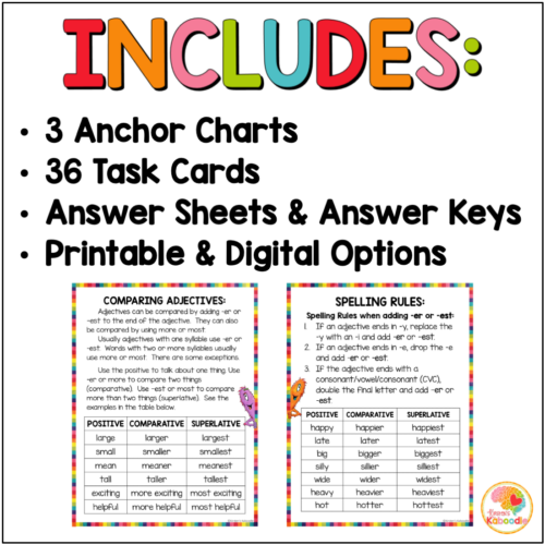 Comparative and Superlative Adjectives | Comparing Adjectives Task ...